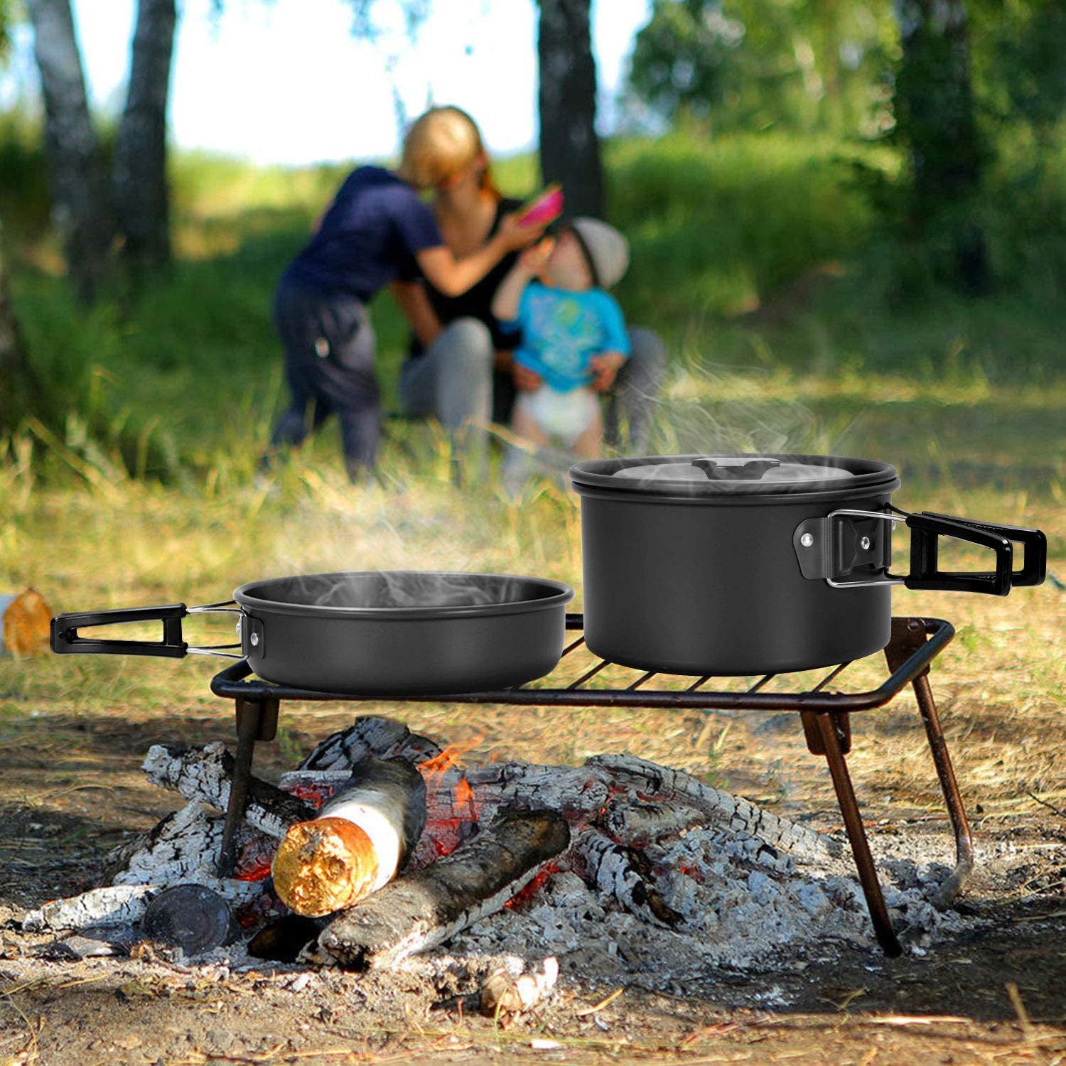 Camping Cooker Outdoor Teapot Combination Picnic Pot Set – Blue Force ...